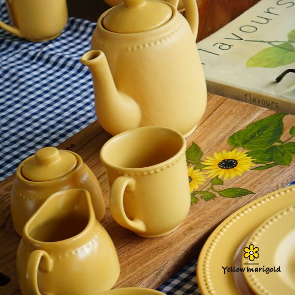Tea Sets – Handcrafted and Designer Drinkware – Yellow Marigold